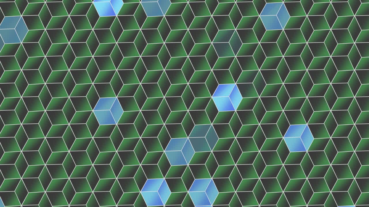 Premium stock video - Elegance green and blue cubes pattern