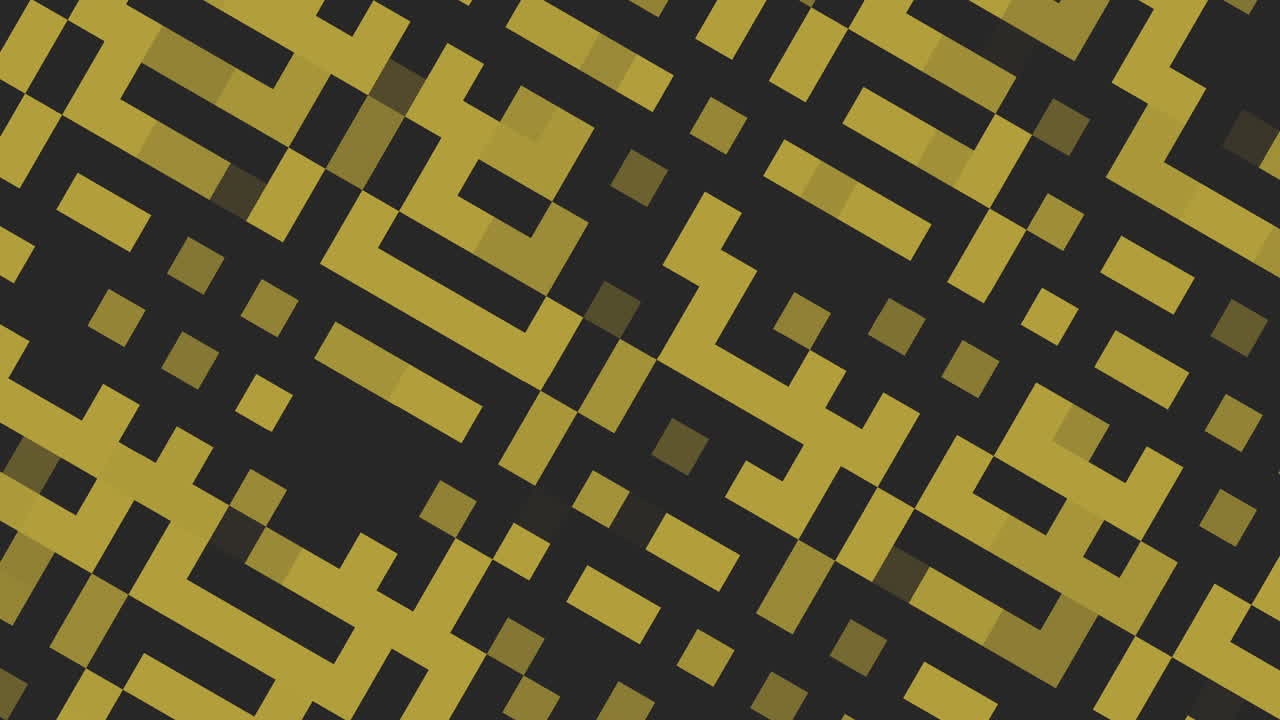 Premium stock video - Black and yellow pixels pattern with 8 bit effect