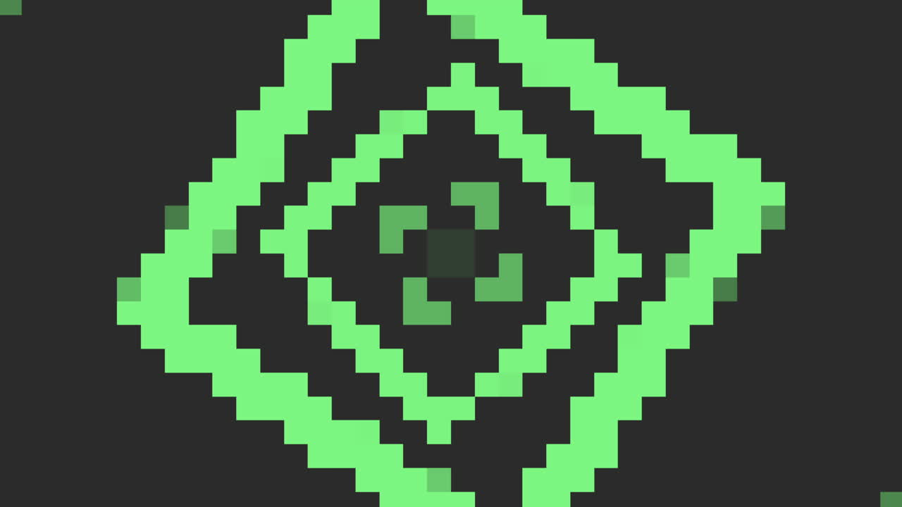 Vídeo Premium - Patrón de píxeles negros y verdes con efecto de 8 bits
