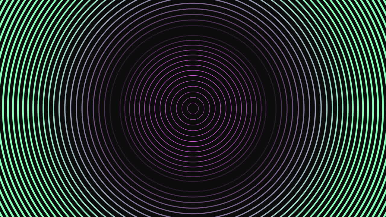 Premium stock video - Rainbow spiral geometric circles pattern in 80s style