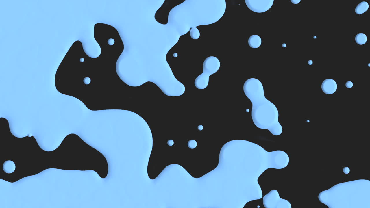 Premium stock video - Blue liquid and splashes spots on black gradient