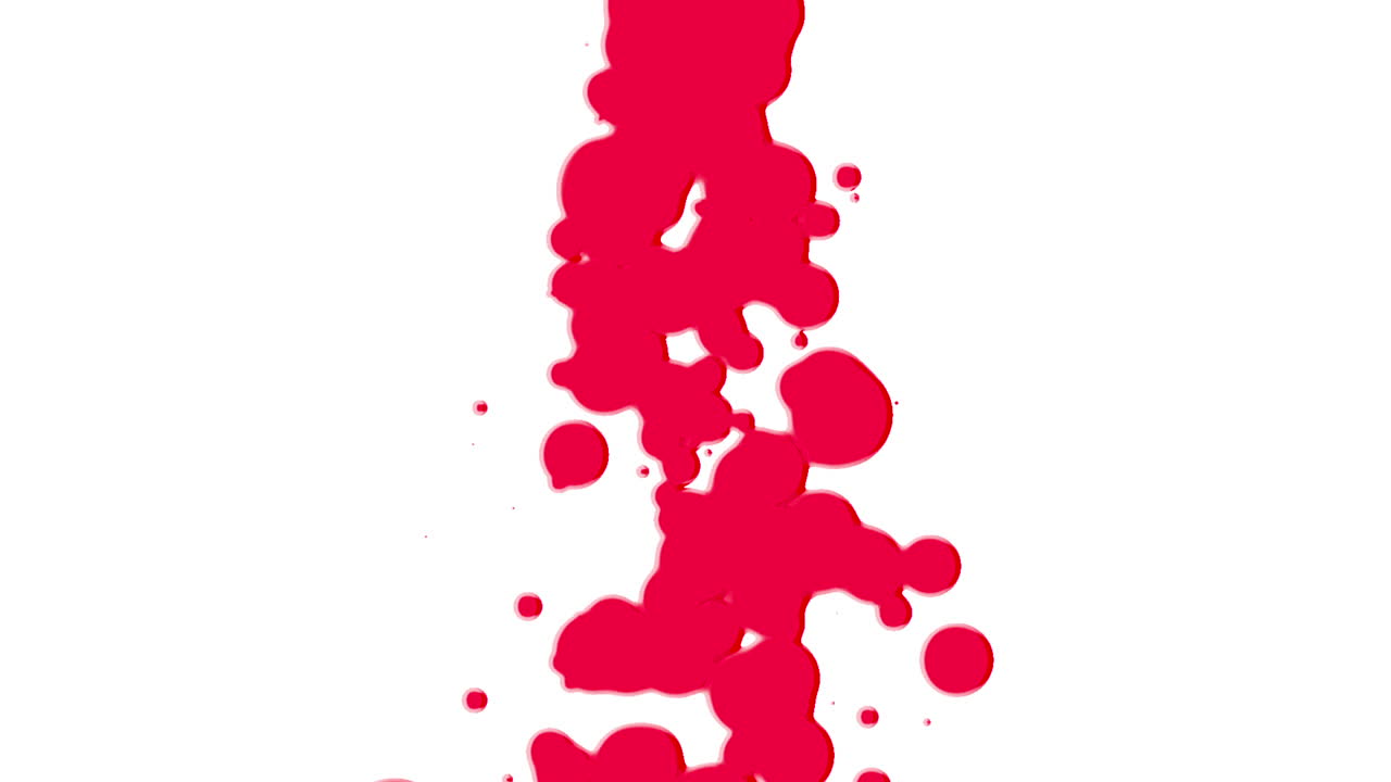 Premium stock video - Red liquid and splashes spots on white gradient