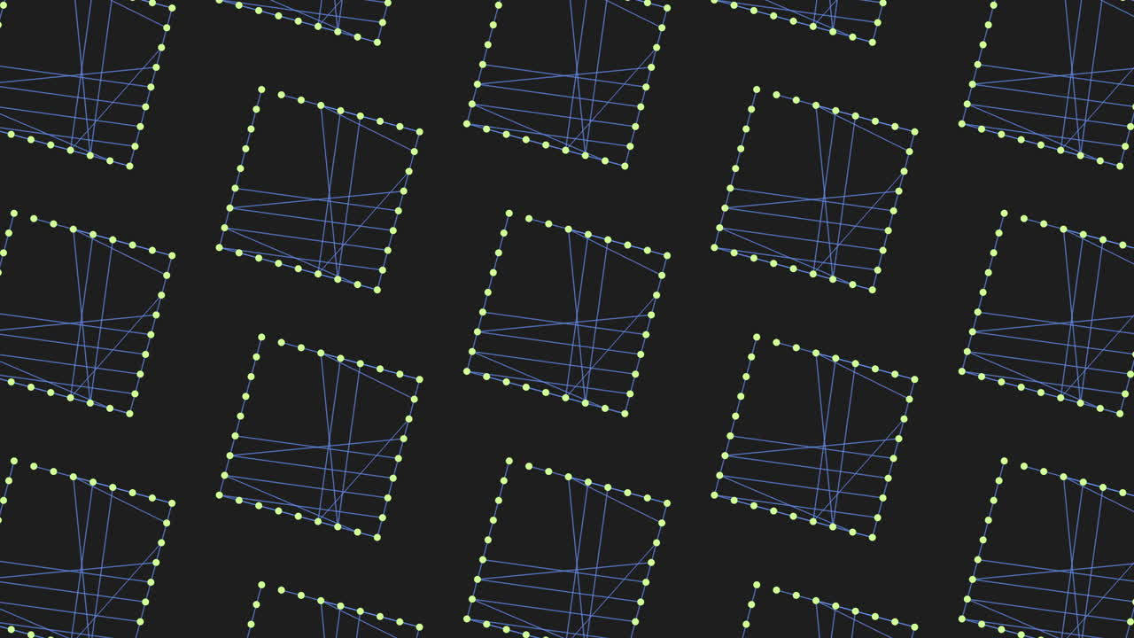 Premium stock video - Futuristic neon squares pattern from dots and lines