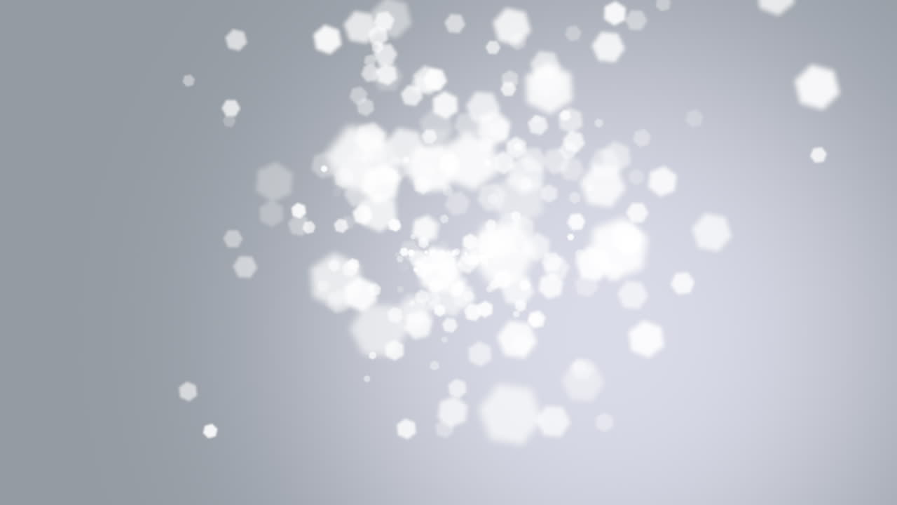 Premium stock video - Fly small white particles and hexagons bokeh on ...