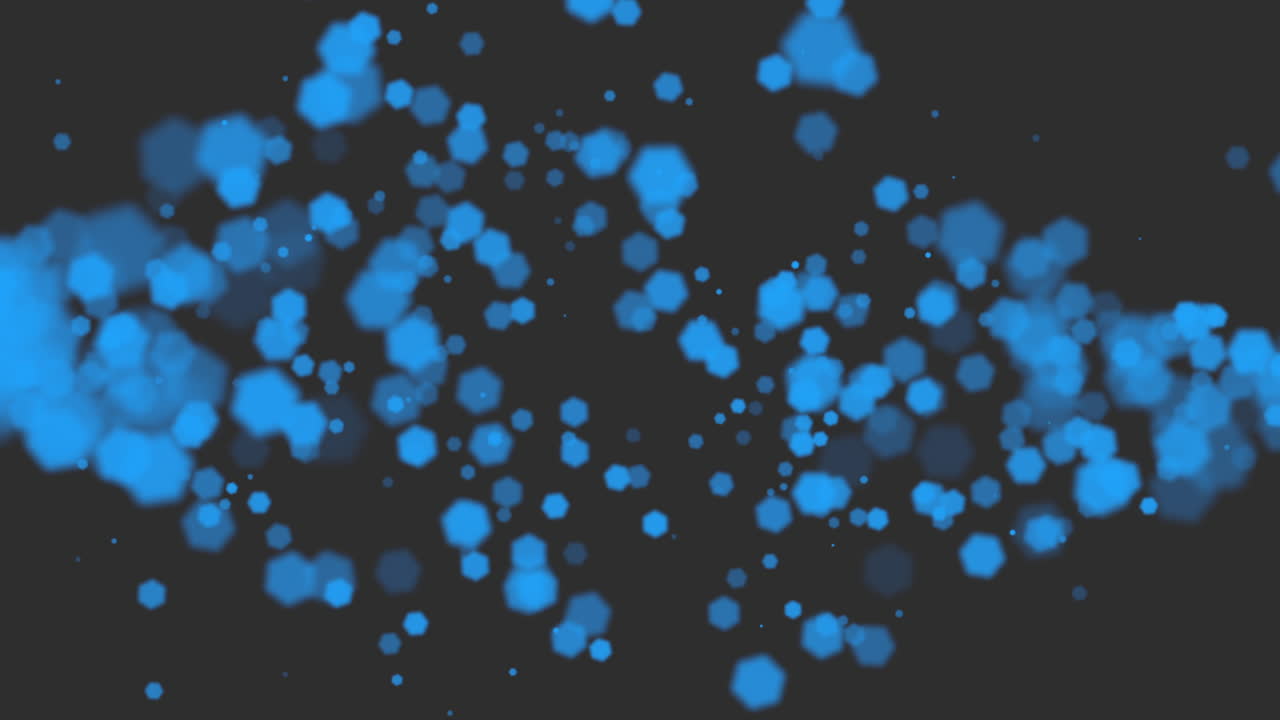 Premium stock video - Blue glitters and particles on black background