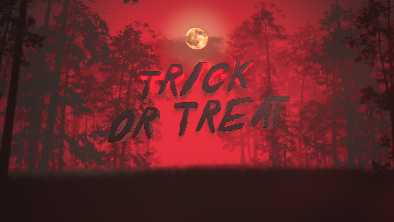 Premium stock video - Trick or treat with mystical red moon and forest ...