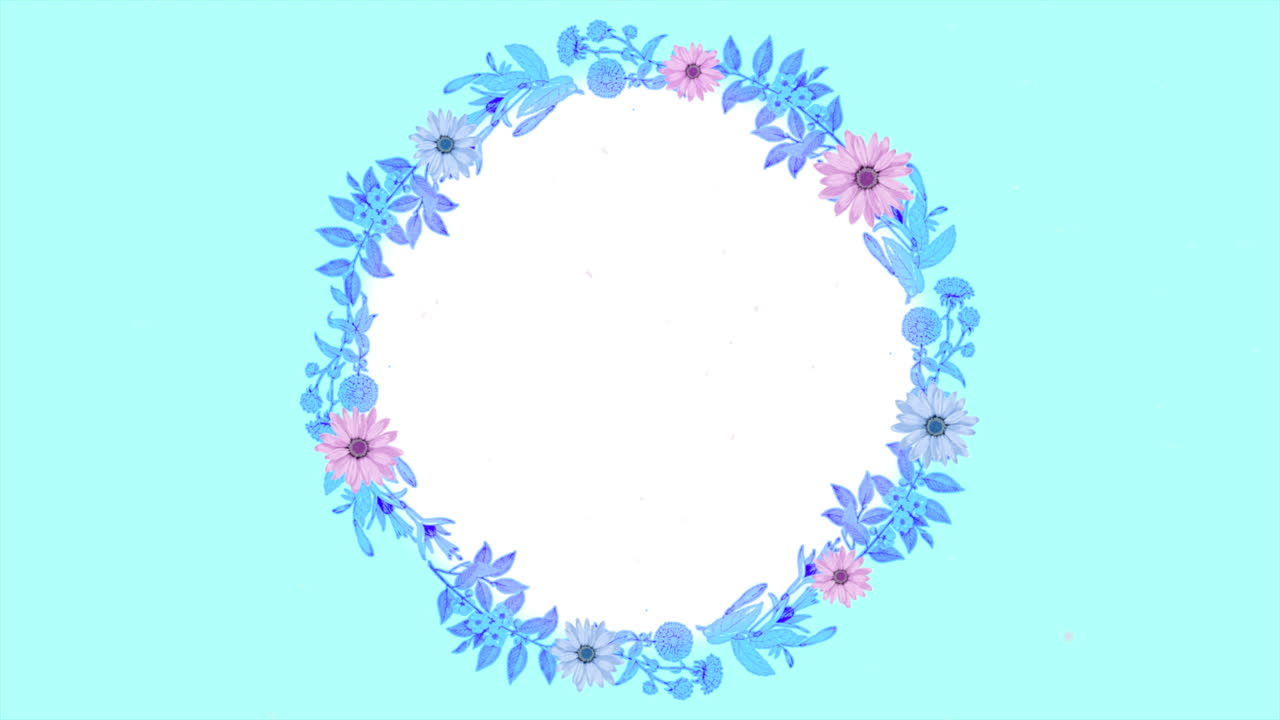 Premium stock video - Blue retro flowers in circle
