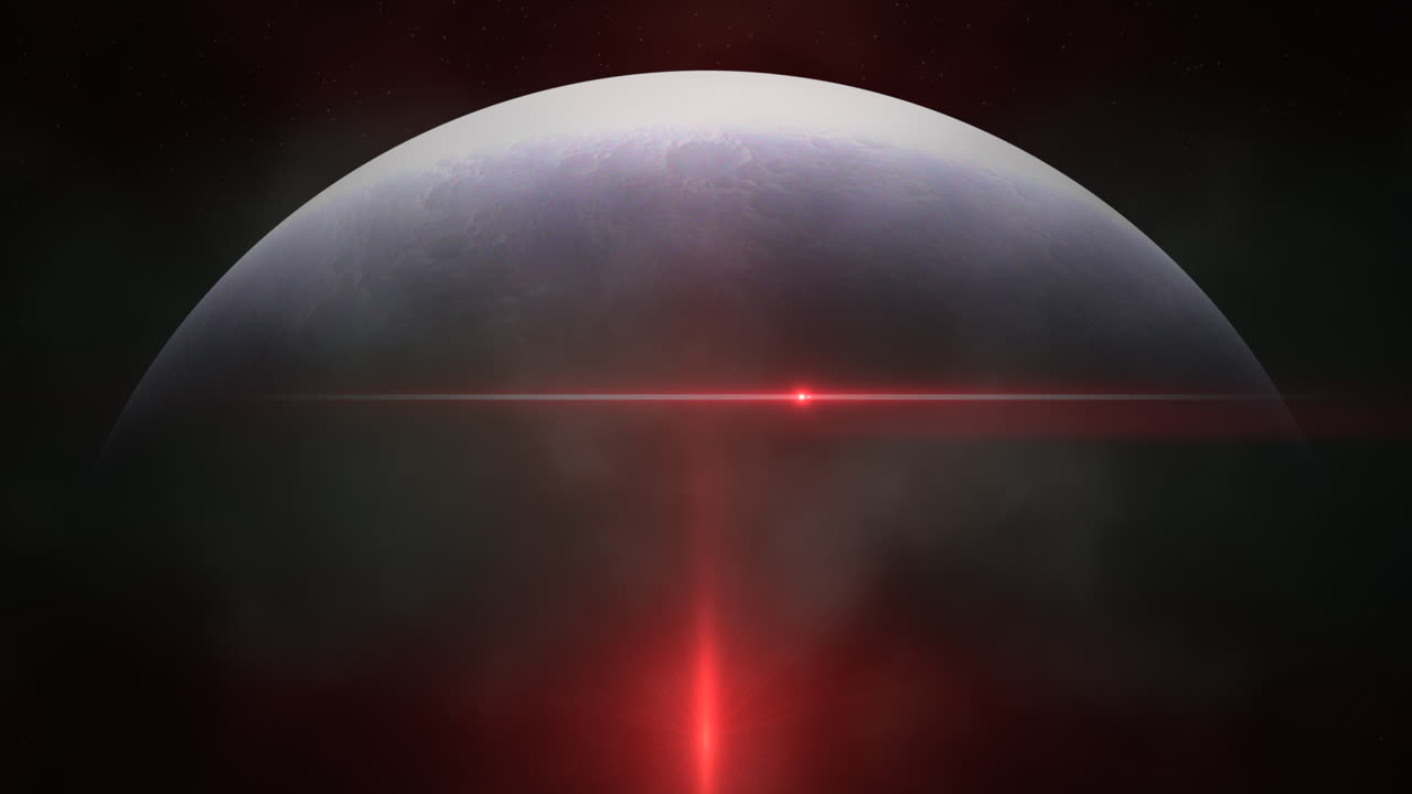 Premium stock video - Closeup moon and red light effect in galaxy