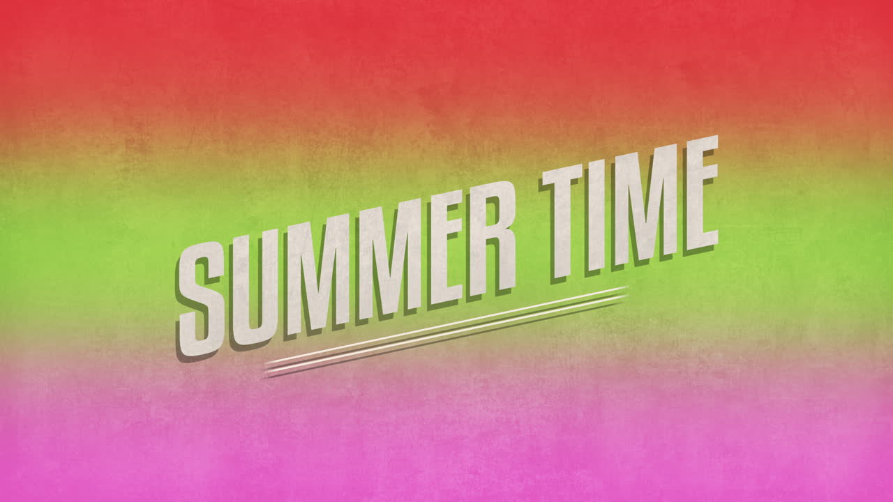 Premium stock video - Summer time on rainbow grunge texture