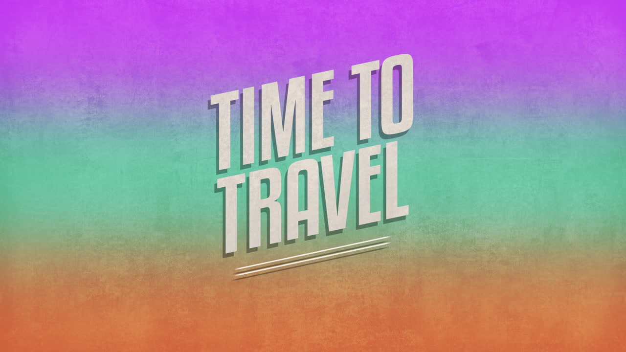 Premium stock video - Time to travel on rainbow grunge texture
