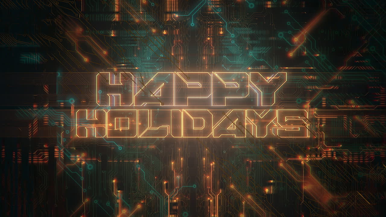 Premium stock video - Happy holiday with computer chip and mother board
