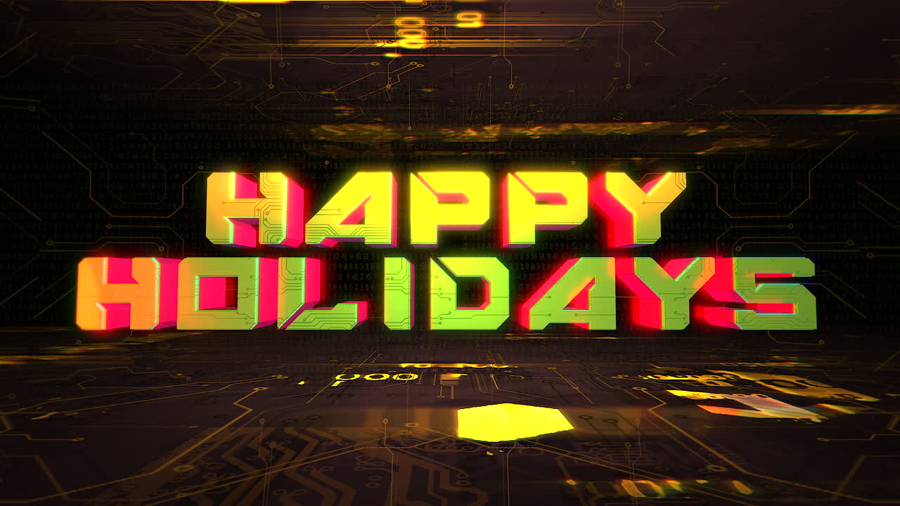 Premium stock video - Happy holiday on computer motherboard