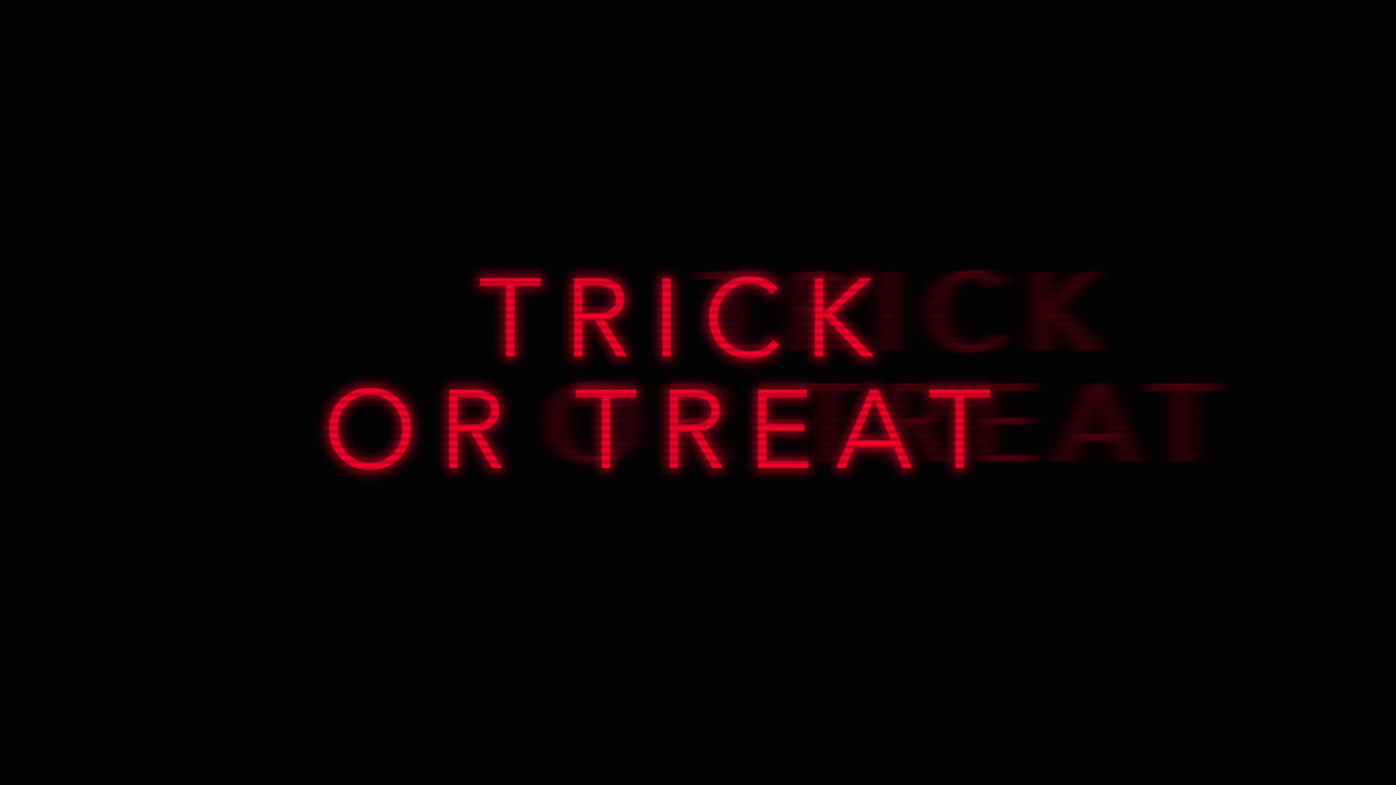 Premium stock video - Trick or treat with glitch effect