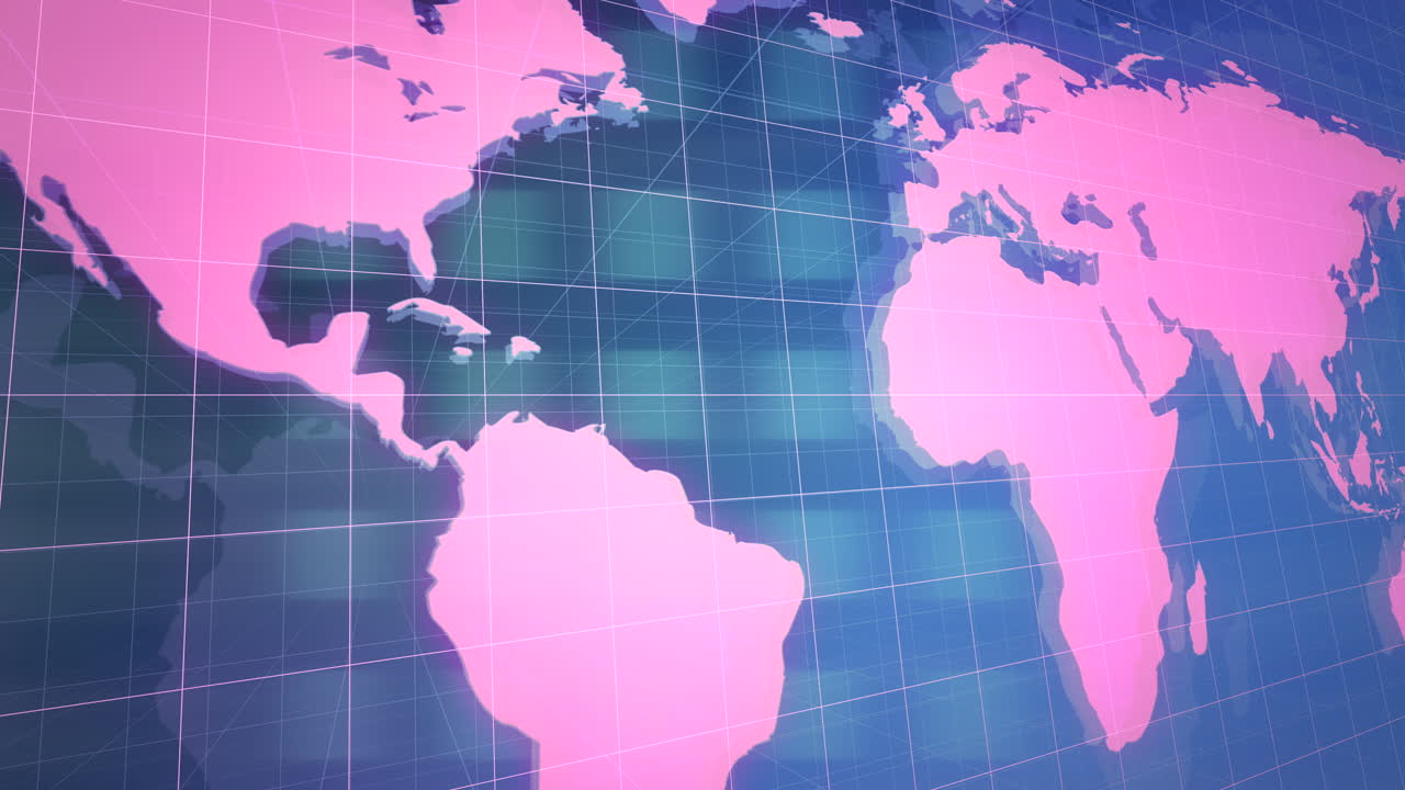 Premium stock video - Global map with grid pattern in news studio