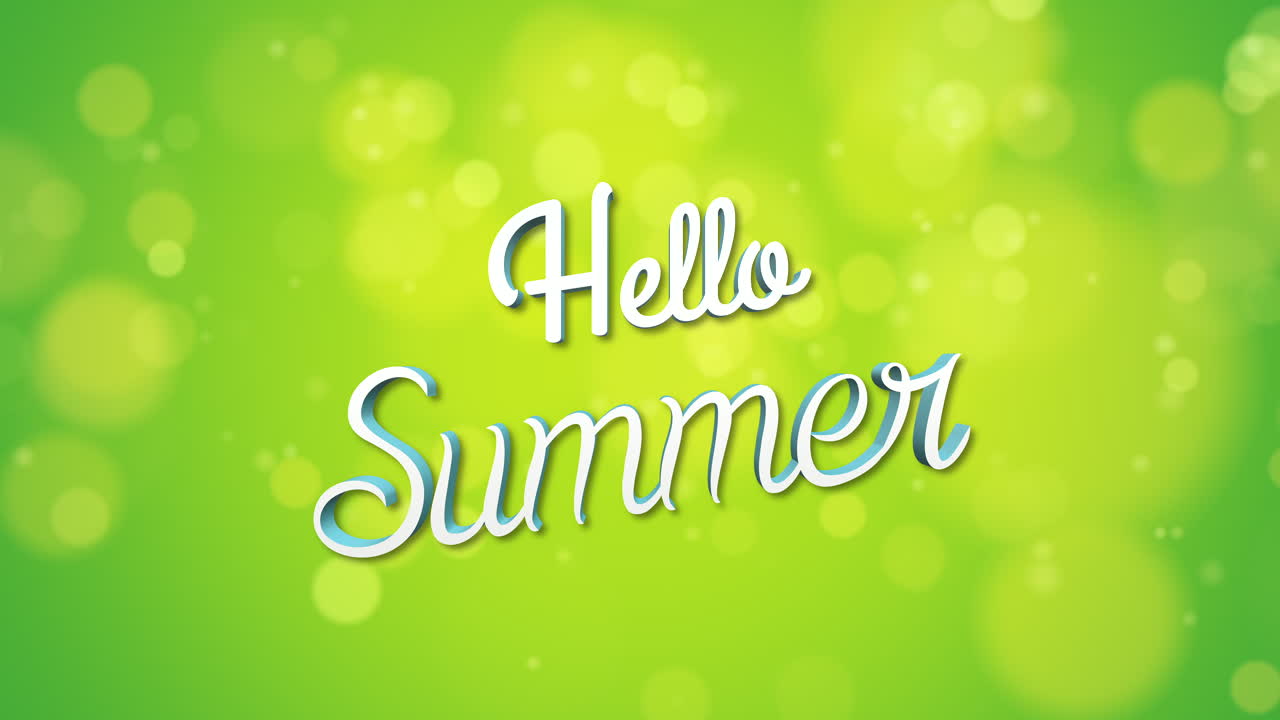 Premium stock video - Hello summer with round glitters on green gradient