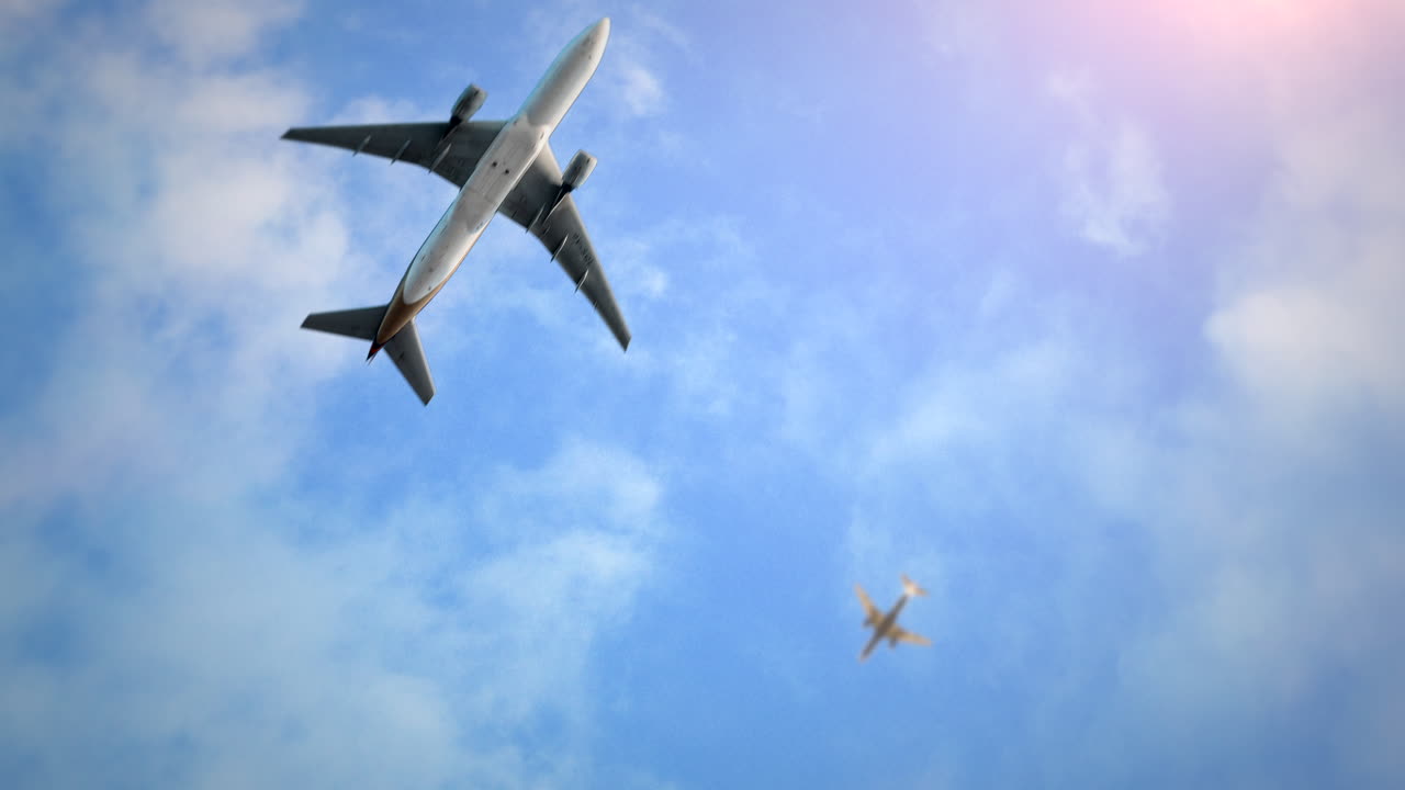 Vídeo Premium - Volar avión de pasajeros en el cielo azul