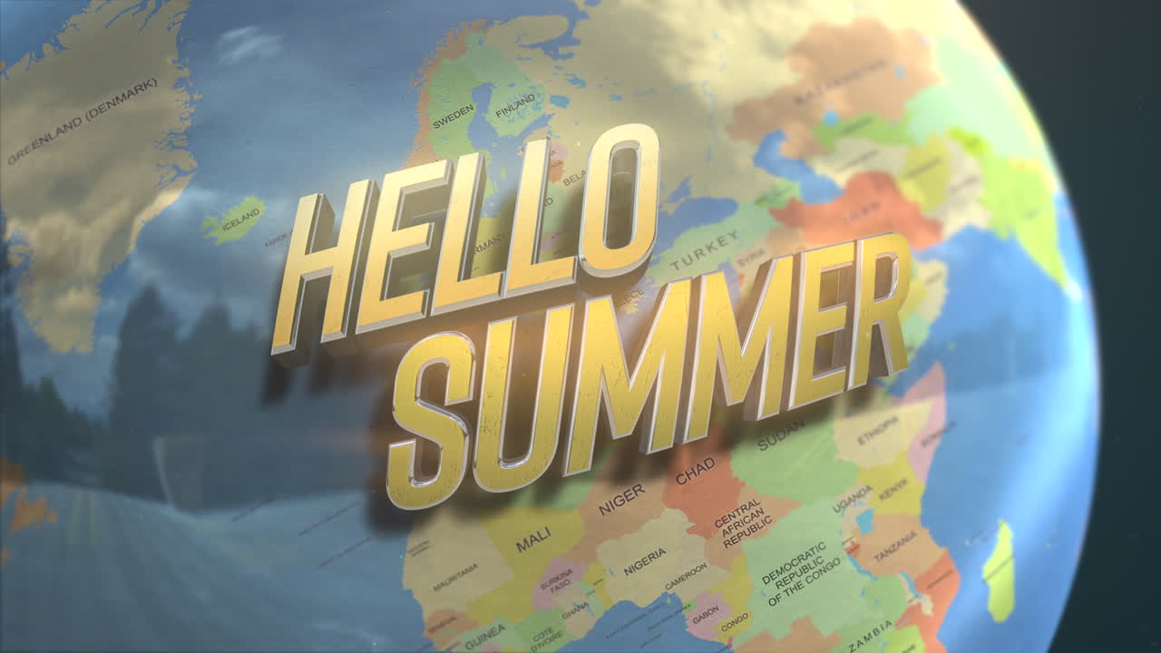 Premium stock video - Hello summer on world map with area of countries