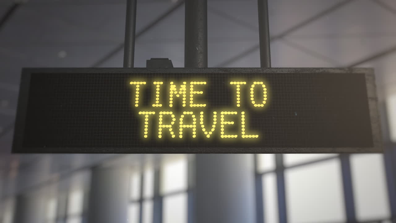 Premium stock video - Time to travel on information table of airport