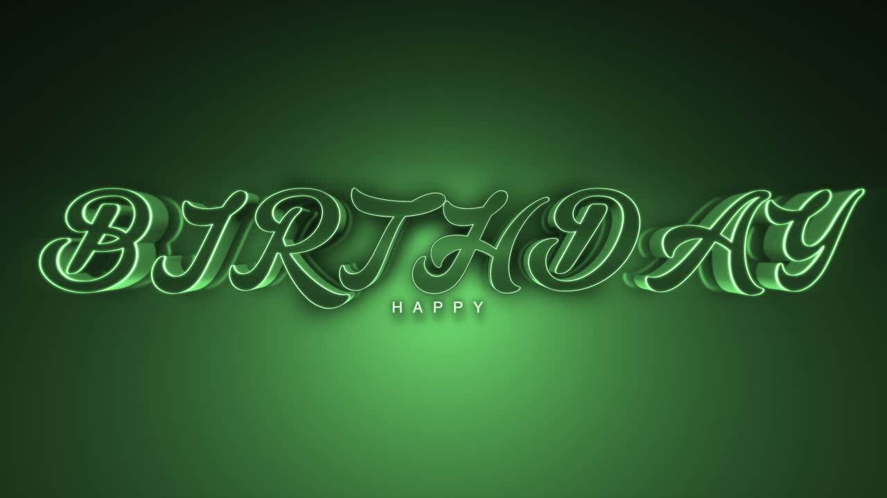 Premium stock video - Monochrome happy birthday text on green gradient
