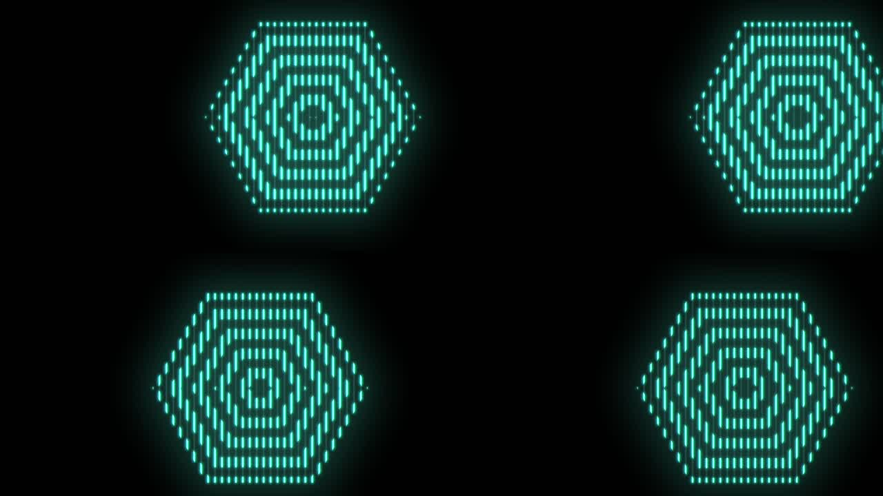 Premium stock video - Neon green hexagons pattern in night