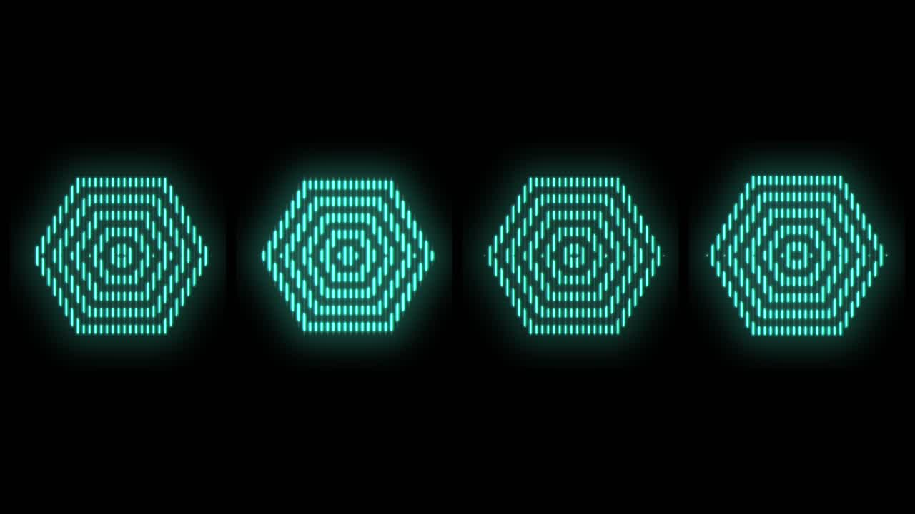 Premium stock video - Neon green hexagons pattern in night
