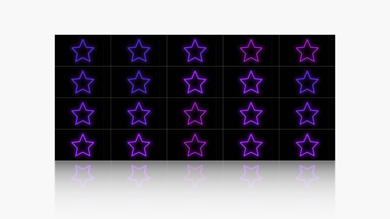 Premium stock video - Purple stars pattern with neon light