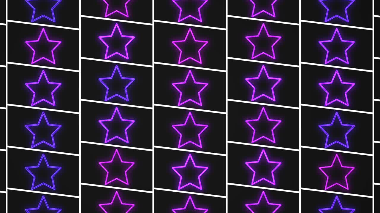 Premium stock video - Neon purple retro stars pattern