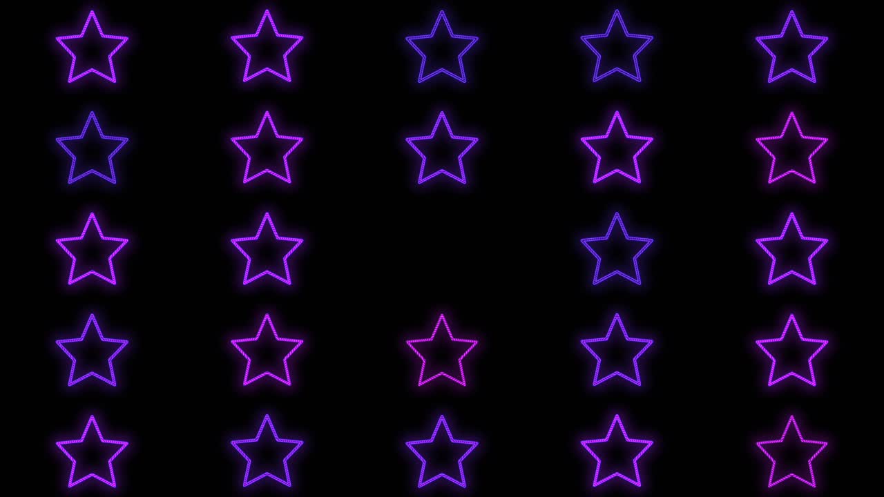 Premium stock video - Neon purple retro stars pattern