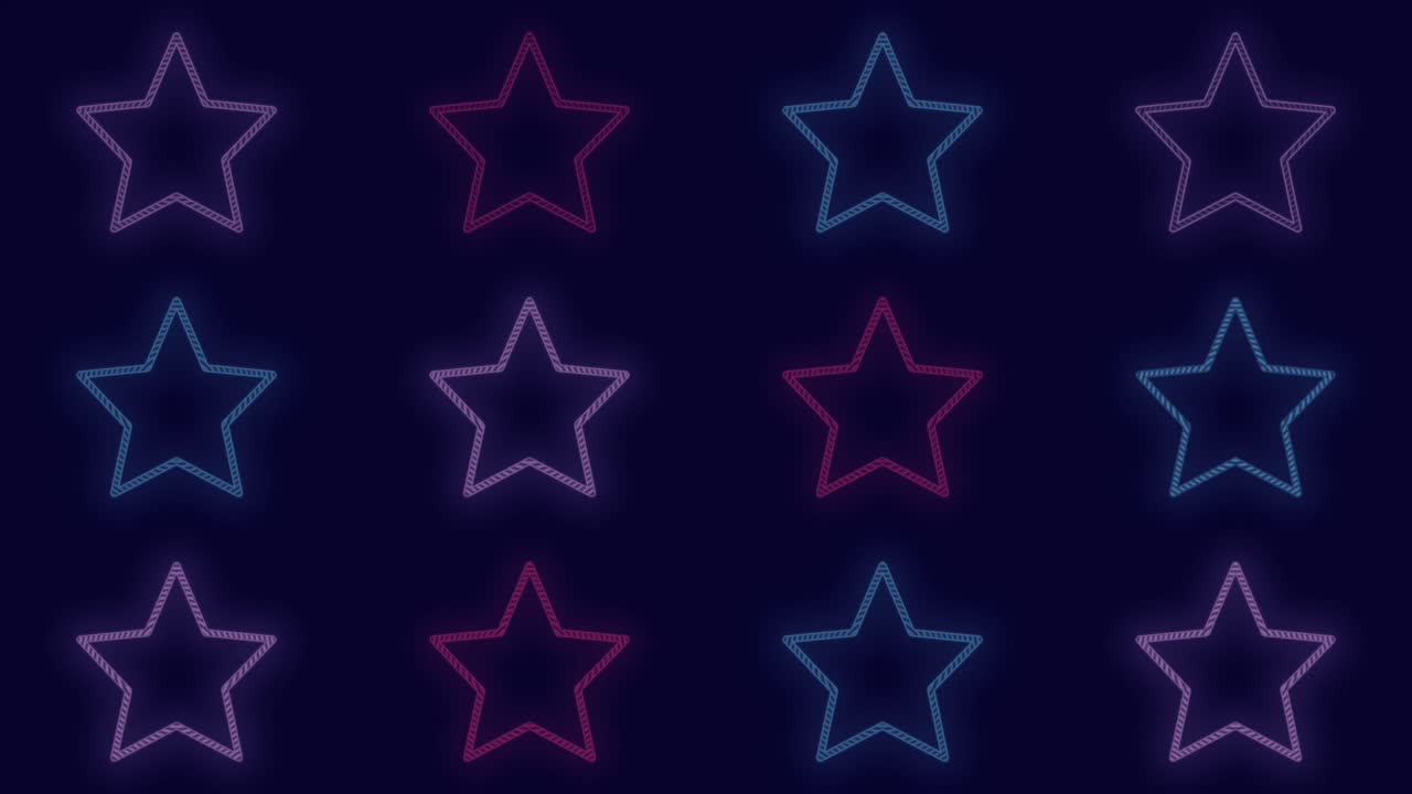 Premium stock video - Retro stars pattern with neon purple