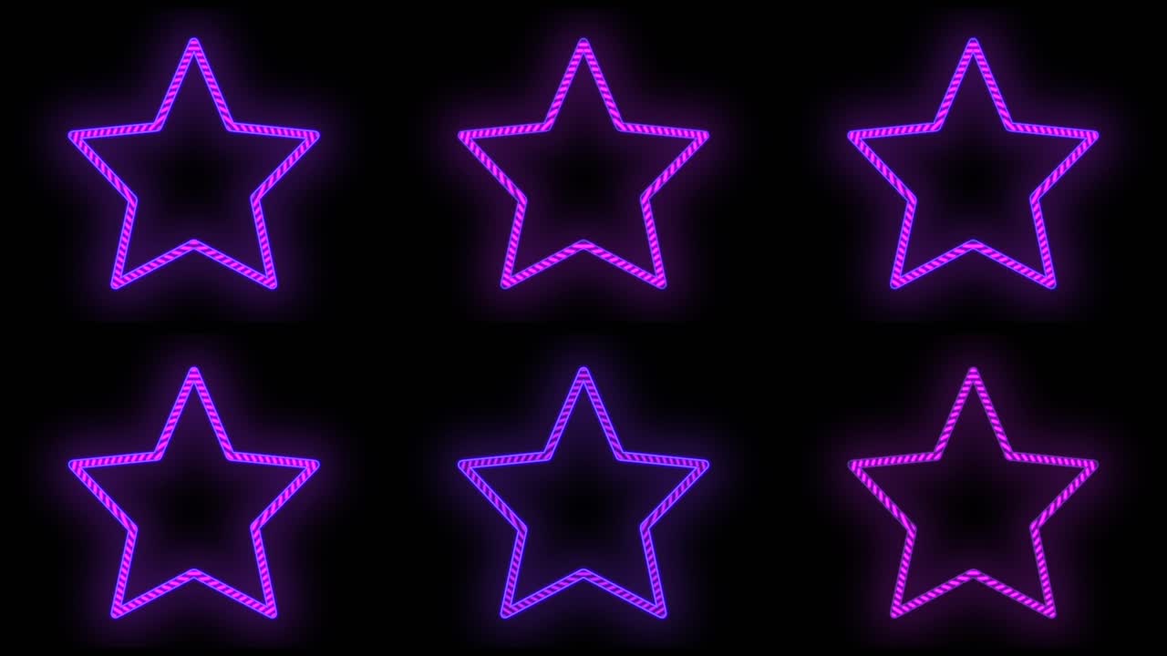 Premium stock video - Neon purple stars pattern in night