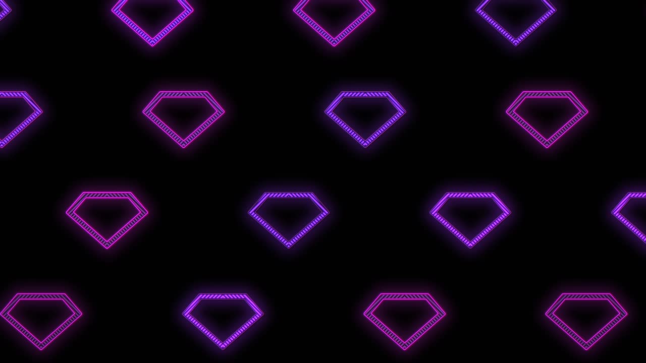 Premium stock video - Neon purple diamond pattern in night