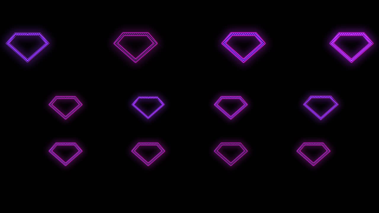 Premium stock video - Purple diamond pattern with neon light