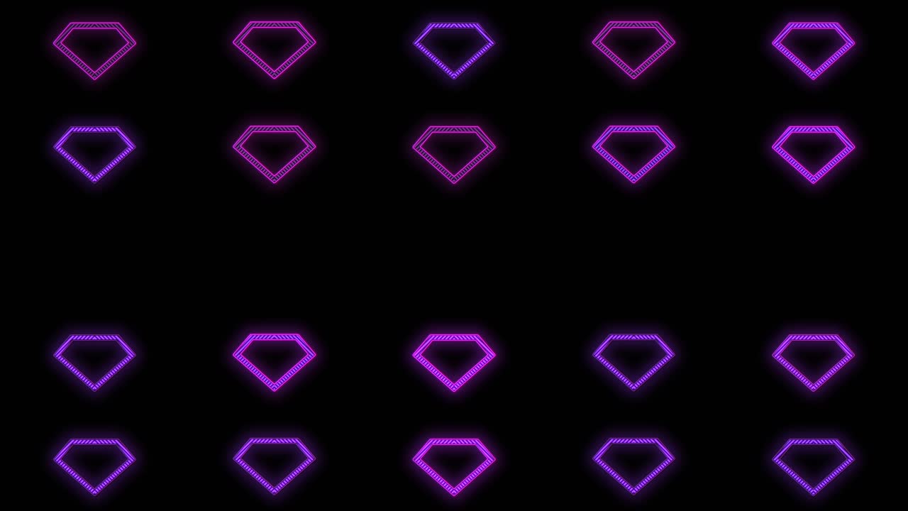 Premium stock video - Purple diamond pattern with neon light