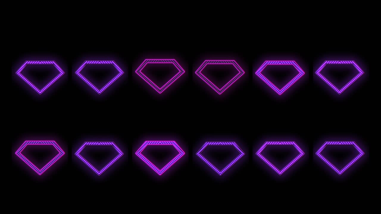 Premium stock video - Retro diamond pattern with purple neon effect