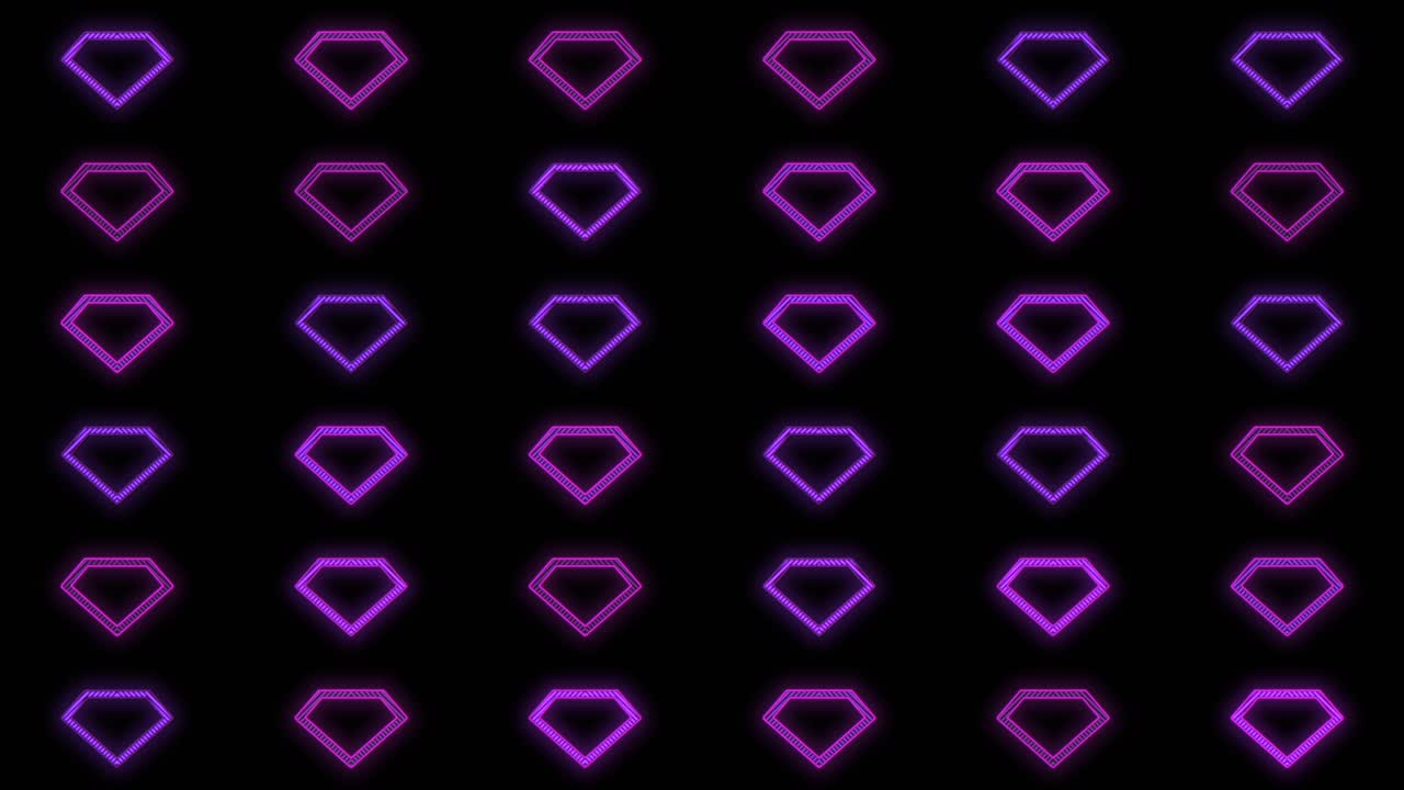 Premium stock video - Retro diamond pattern with purple neon effect