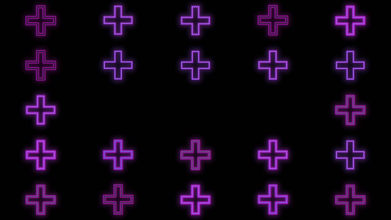 Premium stock video - Neon purple crosses pattern