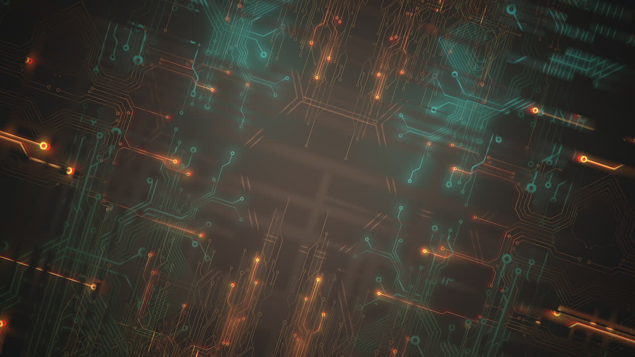 Premium stock video - Computer chip on futuristic pattern