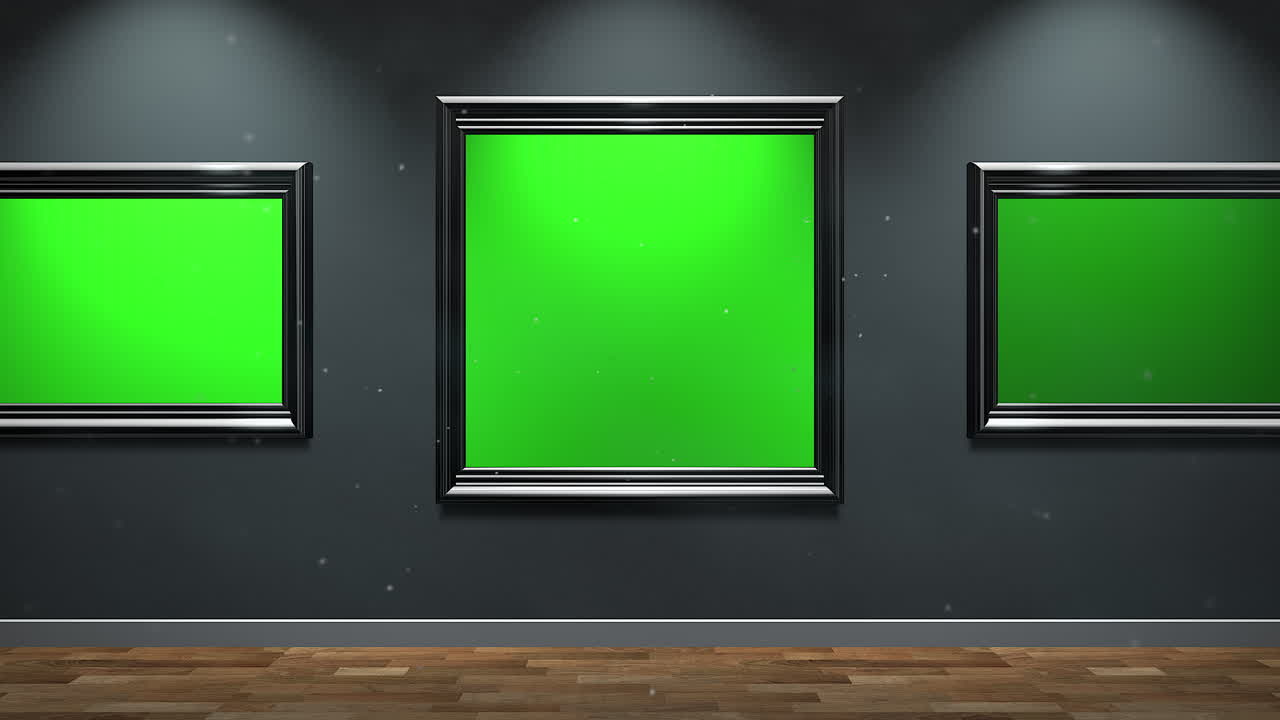 Premium stock video - Hall of art gallery with pictures mock-up screen ...