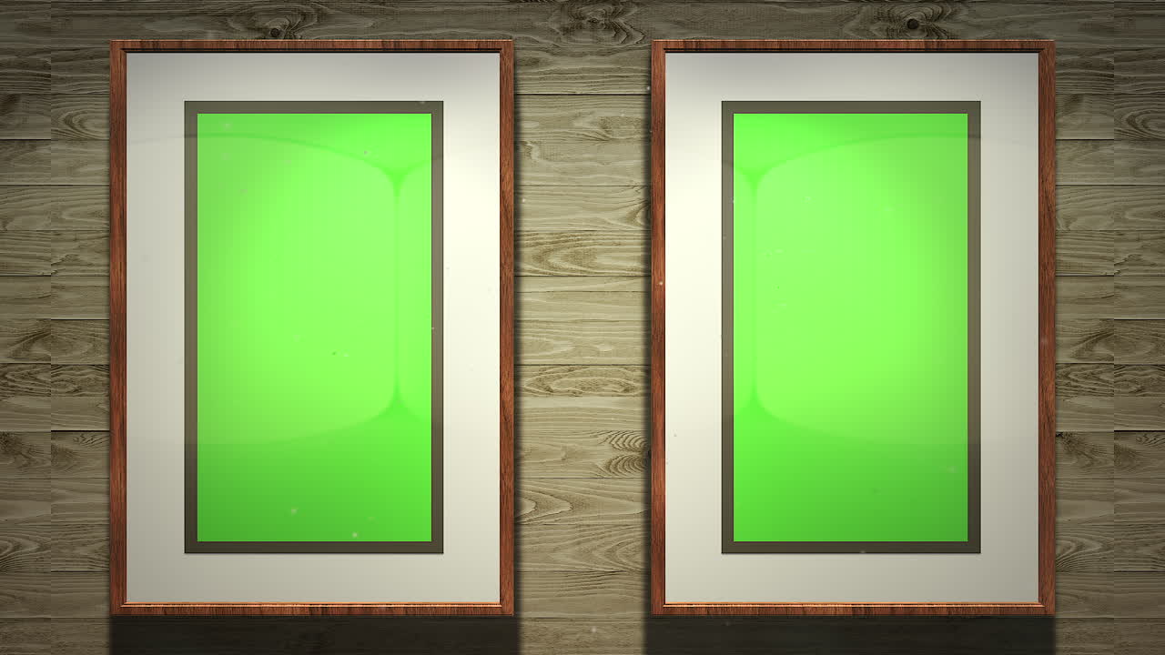 Premium stock video - Art gallery with picture mock-up screen frame