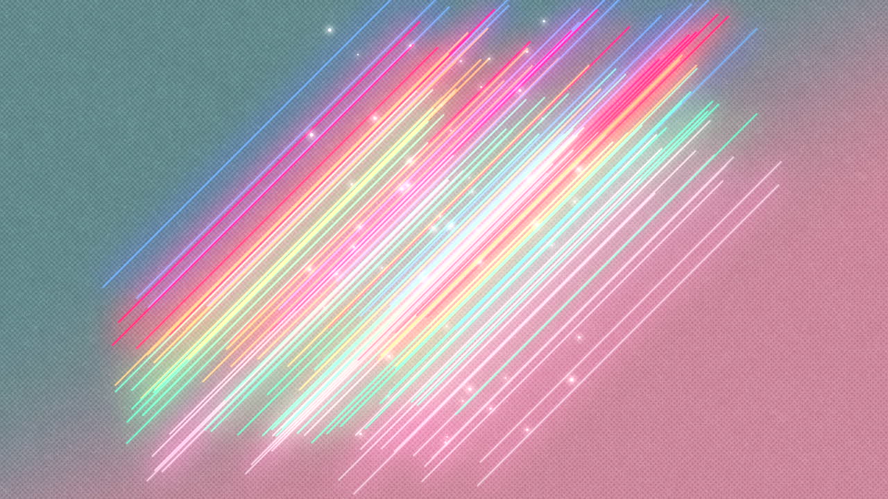 Premium stock video - Neon rainbow lines and glitters in fashion gradient