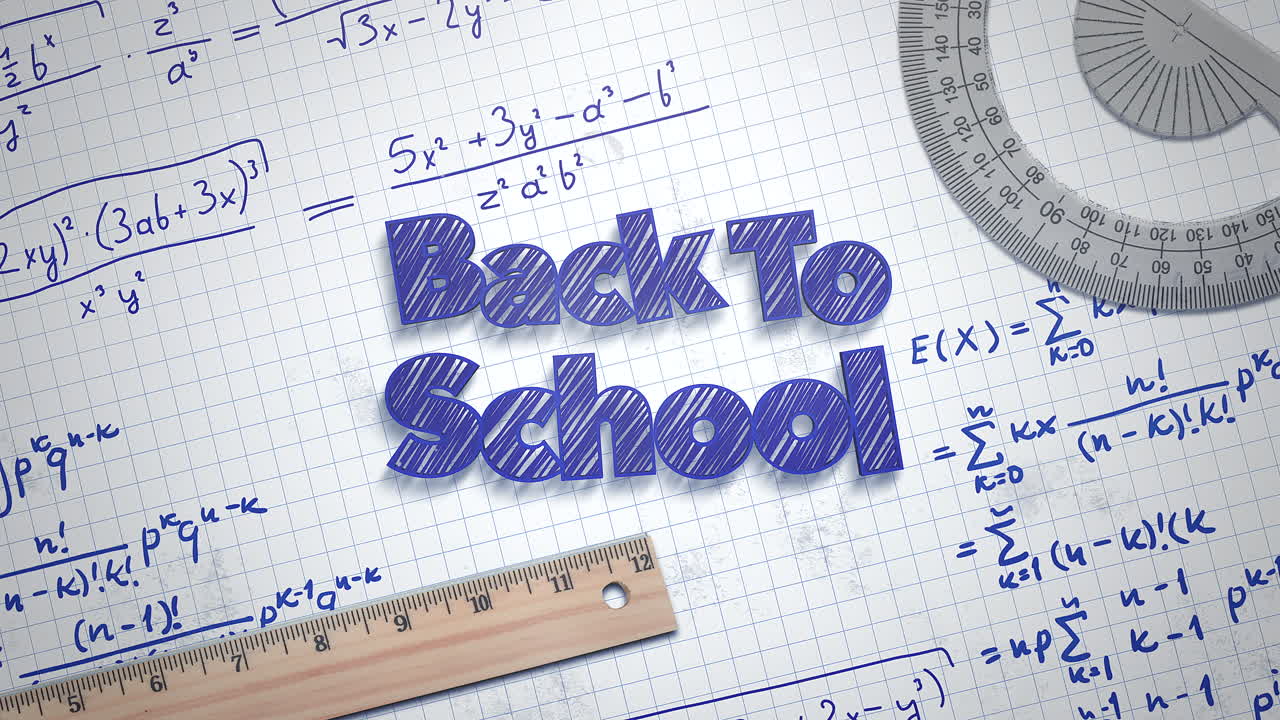 Premium stock video - Back to school on paper with mathematics formula