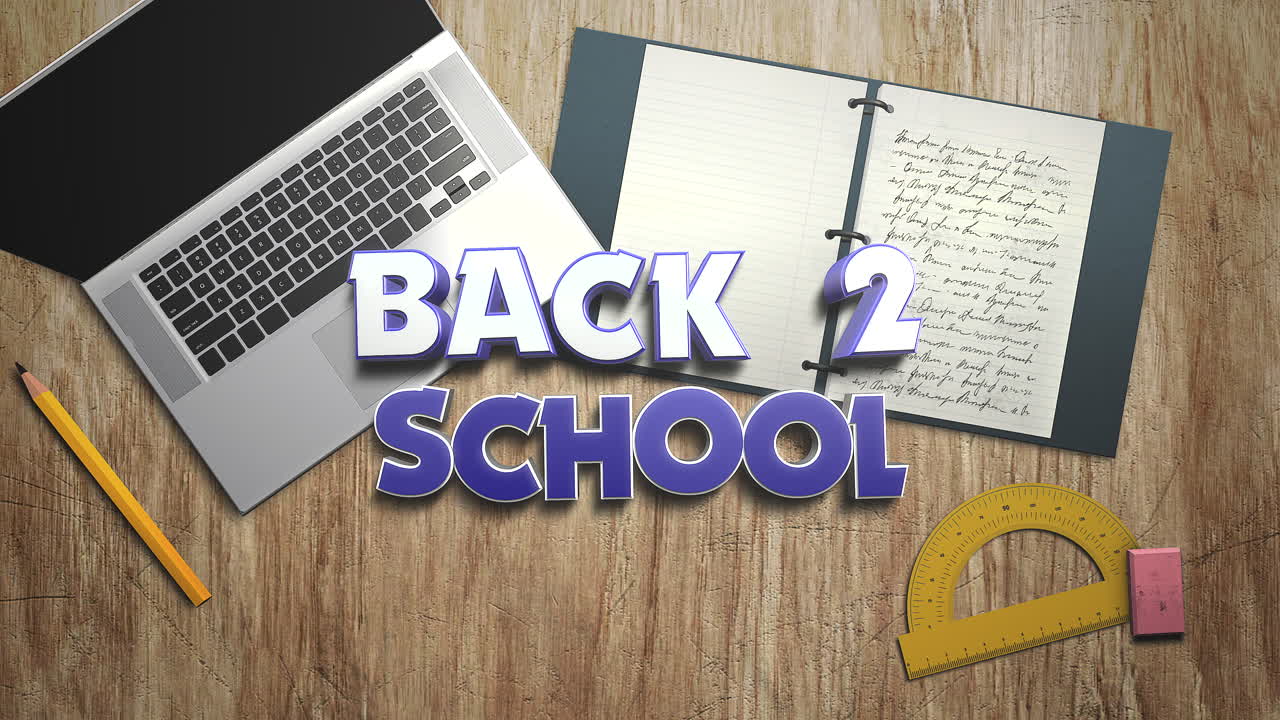 Premium stock video - Back 2 school with school elements and laptop
