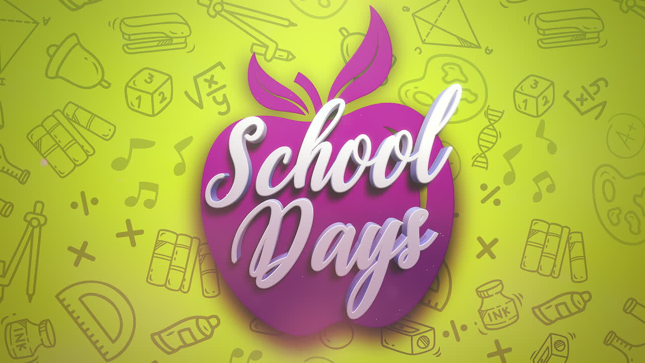 Premium stock video - School days with school icons on apple