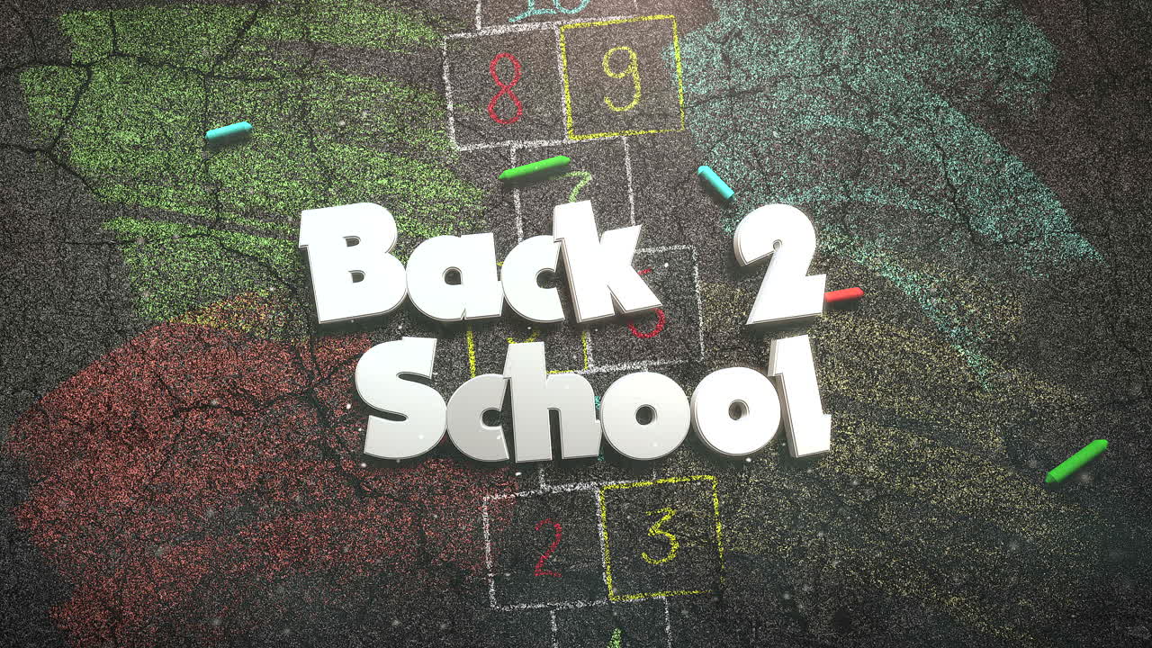 Premium stock video - Back 2 school with colorful kids chalk on street